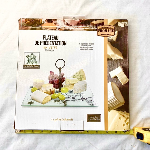 None | Dining | French Serving Platter 2 In Square Glass Grape Cheese ...